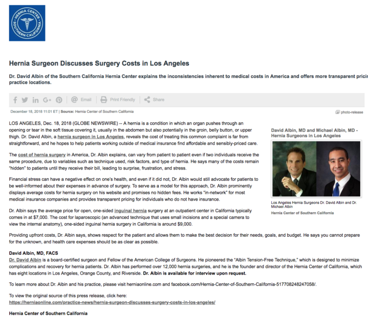 Los Angeles Hernia Surgeon Discusses Costs
